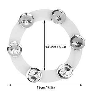 Drum Cymbals Hi Hat Tambourine Stainless Steel and Rubber Hi Hat Tambourine with Two Color for Drum Set Performance(Silver)