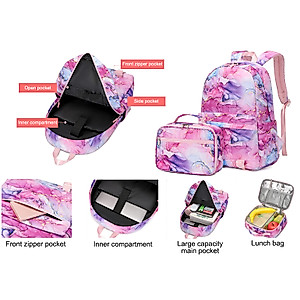 JiaYou Junior high school Backpack Sets 2Pcs Daypack with Lunch case Girls Middle school Bag(Black,20 Liters)