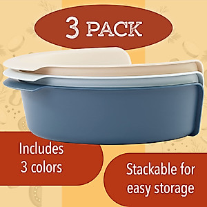 IMPRESA [3 Pack] Food Prep Bowls for Under Chopping Board - Plastic Meal Prep Container Set with Handles to Organize Countertop - Kitchen Storage Container -Food Storage & Meal Planning Accessories