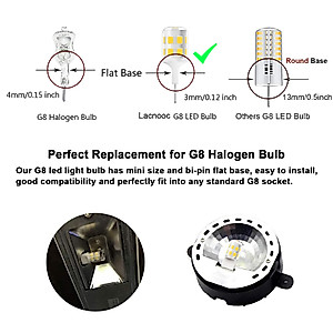 Lacnooe G8 Led Bulb Dimmable, 3W T4 Led Bulb, 20-25W Halogen Equivalent, Warm White 3000K, 120V Puck Light Bulbs for Under Cabinet Light, Under Counter Kitchen Lighting, 6-Pack