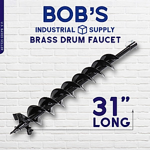 BISupply Auger Drill Bit - 4 x 30 Inch Garden Auger Spiral Drill Bit Black Steel Garden Auger Spiral Drill Bit Tool