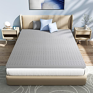 Maxzzz Memory Foam Mattress Topper- Charcoal Mattress Topper Full 3 Inch Surmatelas Mousse Memoire Ventilated CertiPUR-US Breathable Ventilated Design Bed Topper