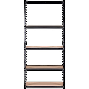 VEVOR Storage Shelving Unit, 5-Tier Adjustable, 2000 lbs Capacity, Heavy Duty Garage Shelves Metal Organizer Utility Rack, Black, 36" L x 18" W x 72" H for Kitchen Pantry Basement Bathroom Laundry