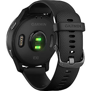 Garmin Venu GPS Smartwatch, 43mm, Lightweight, 5 ATM Waterproof, Phone-Free Music, Built-in Sports APPs, Smart Notifications, Advance Sleep Monitoring, Ghost Manta Silicon Brand (43MM, Black | Red)