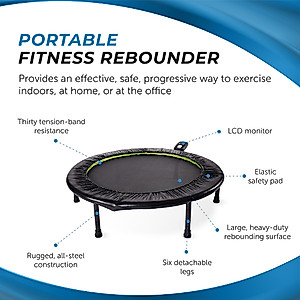 Stamina Fitness Trampoline - Exercise Trampoline with Smart Workout App - Indoor Trampoline Fitness Rebounder