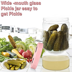 AiHeart Pickle Jar with Strainer Flip,51oz Pickle Jar,Pickle Container with Strainer,Airtight Hourglass Pickle Jar,For Dill Sliced Pickles Jalapeno,Olive(Pink)