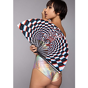 LASR Psychedelic Rabbit Festival Hand Fan, Multi, Rave Gear, Exclusive