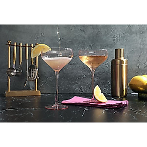 Sister.ly Drinkware Pink Coupe Glasses/Pink Coupe Champagne Glasses, Set of 2, 8 oz, Perfect for Cocktails, Mocktails, and Martinis, Great for Parties, Birthdays, Date Night, or Ladies Night