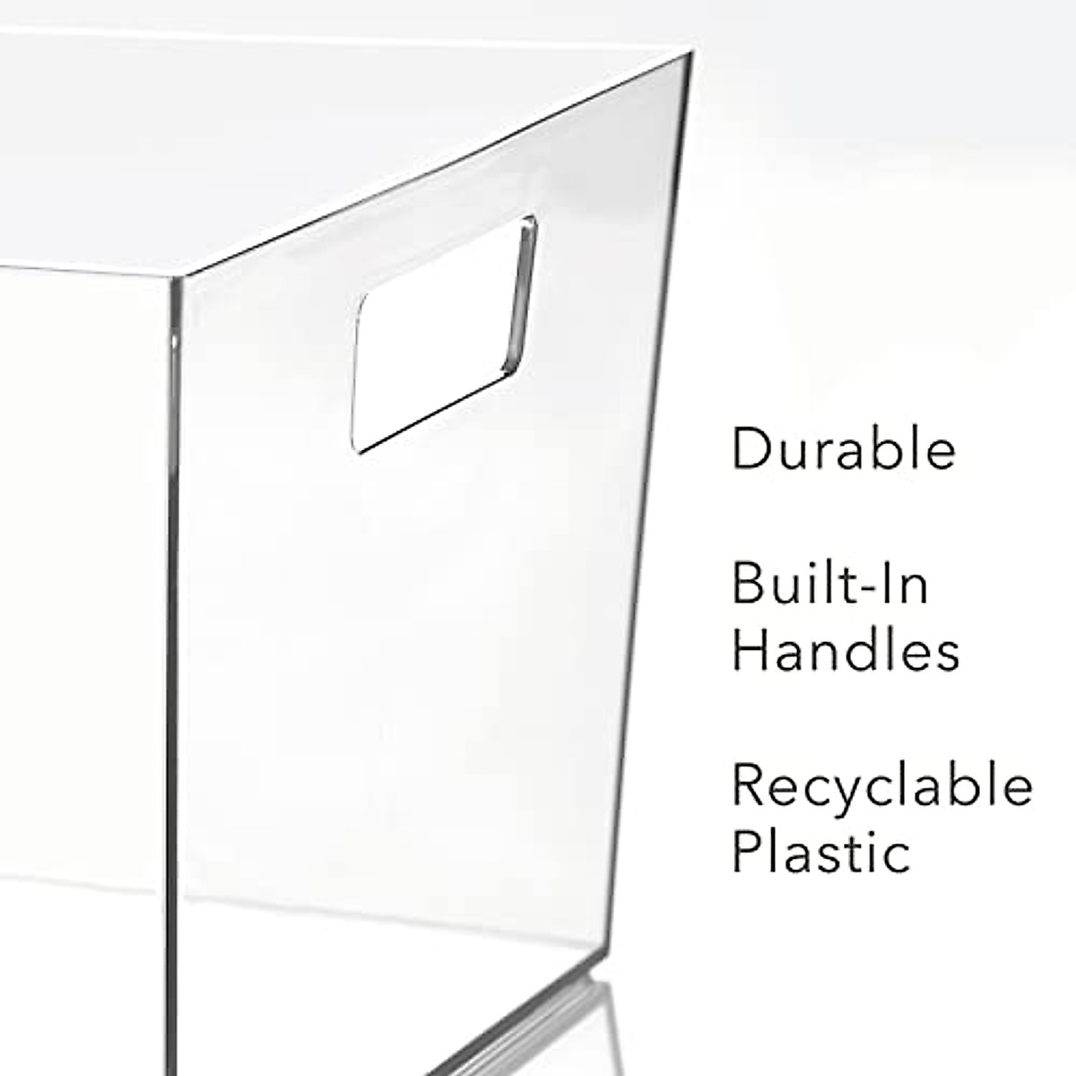 Nate Home mDesign by Nate Berkus Wide Plastic Bin with Handles | Perfect Organizer for Kitchen Storage or Fridge, and Pantry Organization from mDesign - Set of 4, Clear