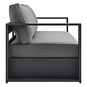 Modway Tahoe Outdoor Patio Powder-Coated Aluminum Sofa, Gray Charcoal