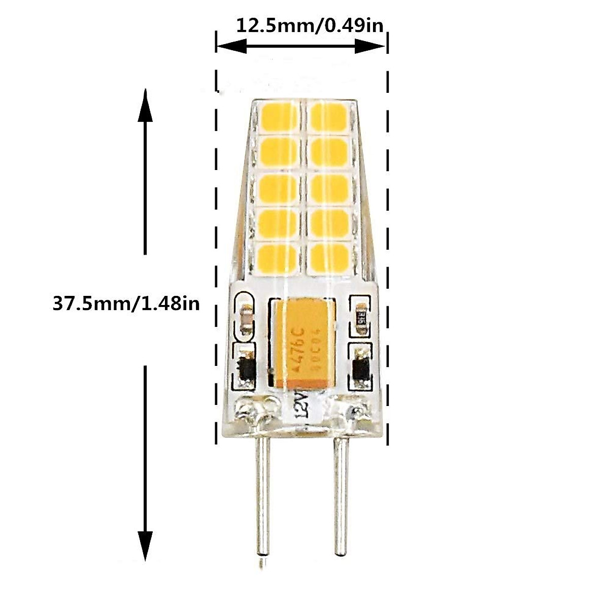Lxcom Lighting 2.5W G4 led Light Bulbs AC/DC 12V G4 Mini LED Bulb(4 Pack)- 25W Halogen Light Bulbs Replacement Warm White 3000K JC T3 Lamp for Chandelier Display Puck Light Landscape Lighting