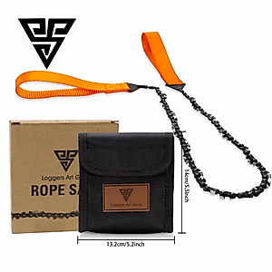 Loggers Art Gens Pocket Chainsaw 36’’-45 Two-sidedTeeth Pocket Chain Saw,3X Faster with Cutting Blade ON Every Link,Best Compact Folding Hand Saw Tool for Survival Gear,Camping,Hunting