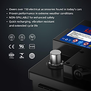 UPLUS BCI Group 48 Car Battery, AGM-L70-M Maintenance Free 12V 70Ah Premium AGM Batteries H6 L3 Automotive Battery, 760CCA, 80RC