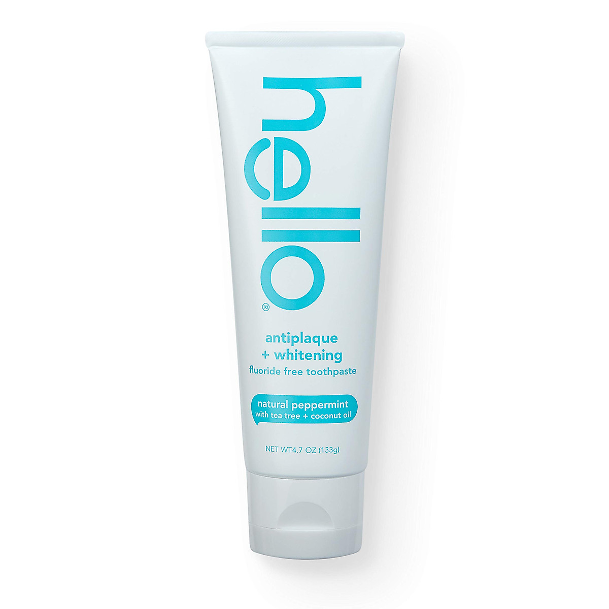 Hello Oral Care Fluoride Free Antiplaque and Whitening Toothpaste Vegan SLS Free with Tea Tree Oil Coconut Oil, Natural Peppermint, 4.7 Ounce
