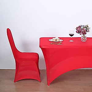 Craft And Party, Fitted Spandex Tablecover in Rectangular for Home, Party, Wedding or Restaurant Use (4 FT, Red)