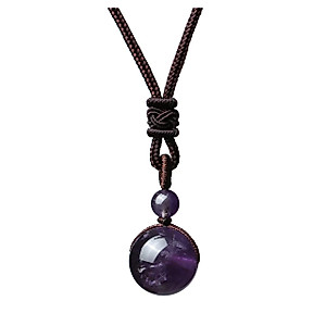 Jovivi Healing Crystals Necklace Natural Amethyst Lucky Blessing Protection Chakra Beads Stone Pendant for Women and Men Adjustable