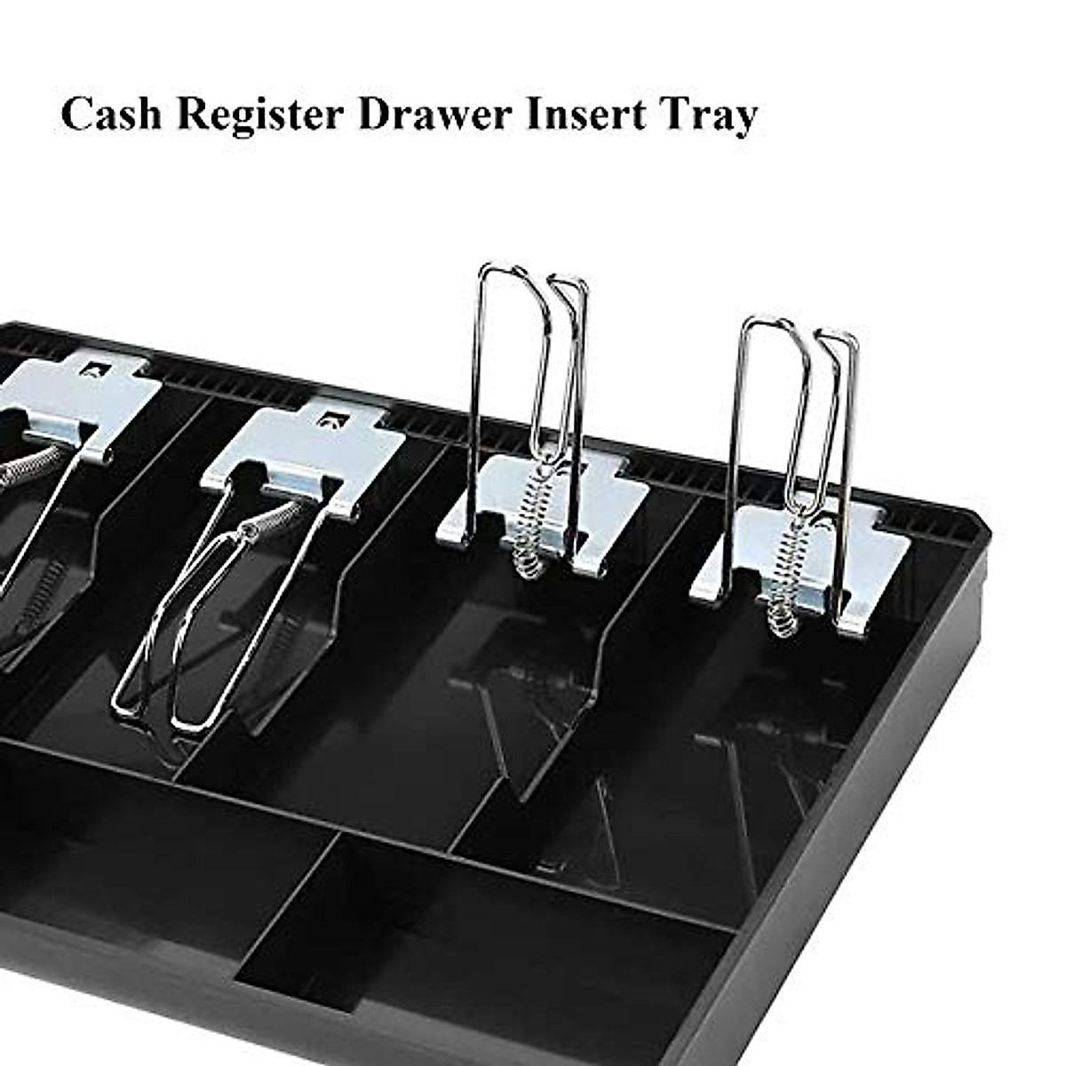Money Tray Cash Register Drawer Insert Tray Portable Currency Till Replacement Money Organizer Storage Box with 5 Bills 4 Coins Compartments (5 Bills 4 Coins Metal Clip)