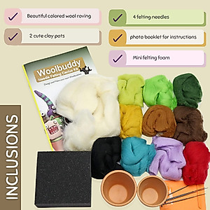 Woolbuddy Needle Felting Kit, Cactus Succulent Monster Felting Kit for Beginner Adults, Felting Supplies and Instructions Included, Unique Design by True Artisan