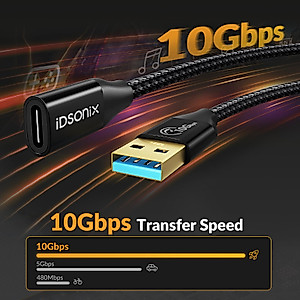 iDsonix USB C Female to USB Male Adapter, 3.1 Gen2 10Gbps Fast Charging Cable, Compatible with New MacBook Pro, iPad Air, Samsung Galaxy and More