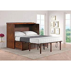 Murphybedz Tuscany Murphy Cabinet Chest Bed with Charging Station 6 Inch, Queen (Tobacco)