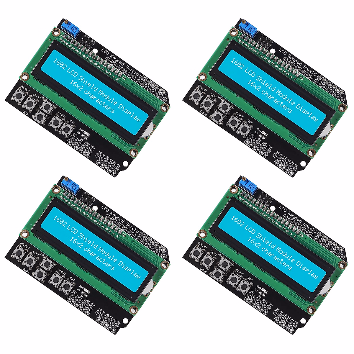 4Pcs LCD1602 Keypad Shield Module 4.5-5.5V LCD 1602 Display Expansion Shield Board Blue Backlight