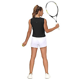 Ice Silk Workout Tops for Women Quick Dry Muscle Gym Running Shirts Sleeveless Flowy Yoga Tank Tops (Black, Medium)