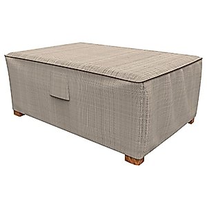 Budge P4W01PM1 English Garden Patio Ottoman Cover Heavy Duty and Waterproof, 18" High x 33" Wide x 25" Long, Two-Tone Tan