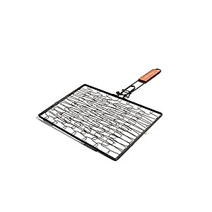 Charcoal Companion CC3150 Flexi Non-Stick Basket with Folding Handle for Easier Storage, Perfect for Grilling Fish, Steaks & More