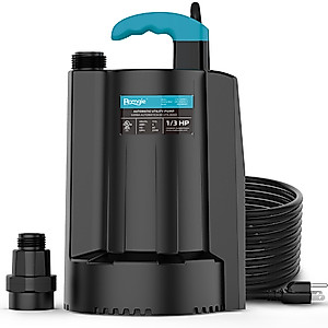 BOMGIE Submersible Water Pump 1/6 HP, 1850GPH Thermoplastic Sump Pump Basement Portable Electric Utility Water Pump Removal for Pool Draining Hot Tubs Garden Pool Cover Pond