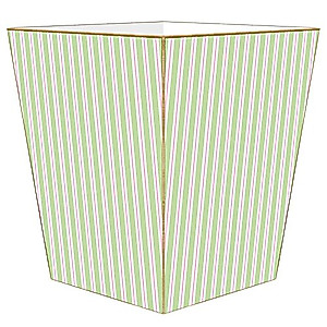 Marye-Kelley WB1145- Green & Pink Stripe Wastepaper Basket