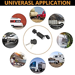META Hardware Trailer Tongue Coupler Lock 1/4" Dia, Trailer Hitch Lock with 7/8 Inch Span Fits Latch-Type Coupler, Solid Hitch Locks with Keys for Towing Boat Truck RV Car Trailer