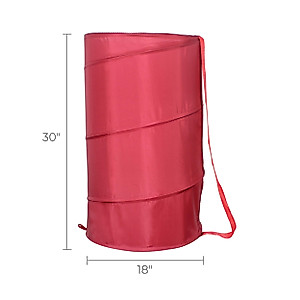 American Dream Home Goods Laundry Basket 18"x30" - Pop Up Hamper - Collapsible, Foldable Laundry Bag in Red