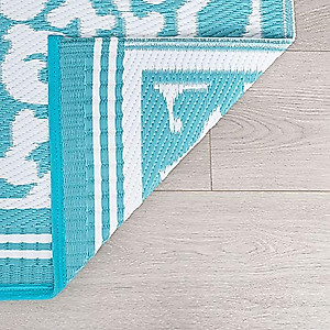 Reversible Plastic Straw, Water Resistant Outdoor Rug 9x12 for Patio, Deck, Porch, Camping, RV | Fade Resistant Outside Area Rugs for Patios | Size 8'10'' x 11'10''