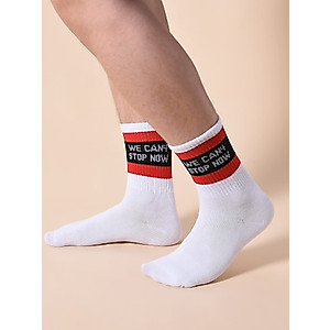 OYOANGLE Men's 5 Pairs Men Letter Graphic Crew Socks Casual Sports Socks Multicolor one-size
