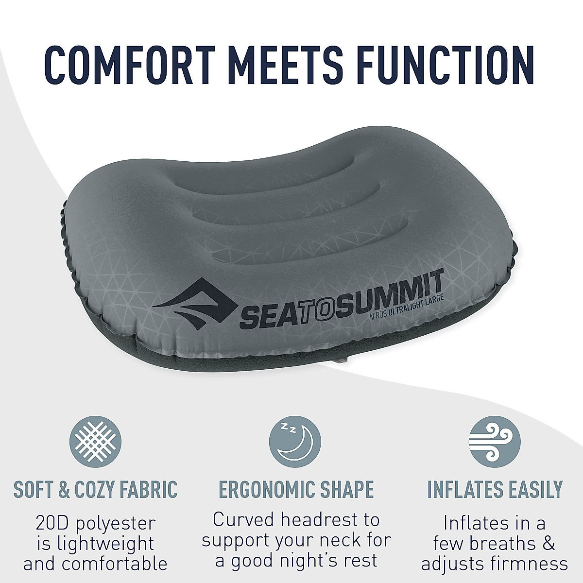 Sea to Summit Aeros Ultralight Inflatable Camping and Travel Pillow, Regular (14.2 x 10.2) Grey