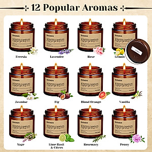 12 Pack Scented Candles Gifts for Women Aromatherapy Candle Bulk Soy Candles Thanksgiving Christmas Gift Amber Jar Candles for Thank You Gifts Birthday Holiday Present Stress Relief Home(Brown)
