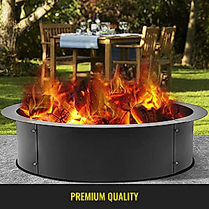 VBENLEM Fire Pit Ring 36-Inch Outer/30-Inch Inner Diameter, 10inch Height Fire Pit Insert 2.5mm Thick Heavy Duty Solid Steel, Fire Pit Liner DIY Campfire Ring Above or In-Ground for Outdoor