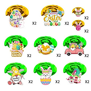 36 Pcs Easter Decorations Hanging Swirls, NO-DIY Easter Party Decorations, Easter Party Supplies Whirls Glitter Foil Ceiling Swirls, Easter Hanging Decorations