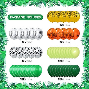 Safari Birthday Decorations, 58PC Wild Jungle Theme Party Supply Animal Balloon Garland Kit Baby Shower Decor for Boy with Monkey Tiger Lion Zebra Reusable Balloon Happy Birthday Banner Tablecloth