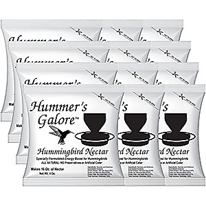 Hummer's Galore Hummingbird Food - Ready-to-Mix Hummingbird Nectar, All-Natural Nectar Collector Formula, 3-Pack Makes 192 oz, No Preservatives or Dyes