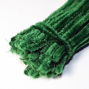 Pipe Cleaners 100 Pieces Chenille Stems Dark Green for DIY Art Decorations Creative Craft (6 mm x 12 Inch)