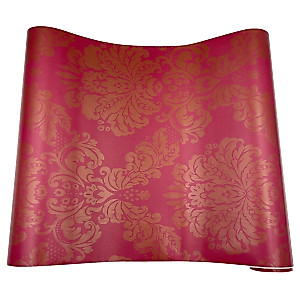 Yifely Red Golden Damask Self-Adhesive Shelf Drawer Liner PVC Furniture Paper 45x300cm