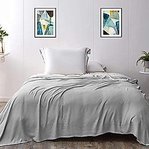 Kpblis Cooling Bamboo Blankets for Hot Sleepers, Lightweight Summer Big Cool Blankets Queen Size, Thin Bamboo Extra Cool Throw Blankets for Hot Flashes (79x91 inches, Light Grey)