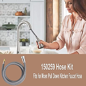 Moen 150259 Pull Down Hose Kit for Kitchen Sink Faucet - 68" Quick Connect Replacement Part Compatible With 150259/187108 Reflex