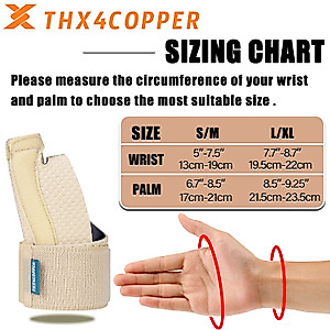 THX4COPPER Thumb & Wrist Stabilizer Splint for Blackberry Thumb,Thumb Pain Relief for Arthritis,Sprained,Tendonitis,Carpal Tunnel,Breathable&Stable,S-M(Beige)