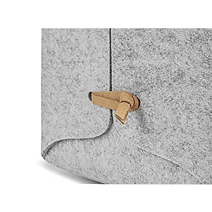 Kasefox Felt Storage Bin - Natural Tan Suede Ties - Premium Grey Felt Organizing Basket for Home, Office, Nursery, Toys, Dorm, Closet – Fits in Cube Storage Shelves - Medium