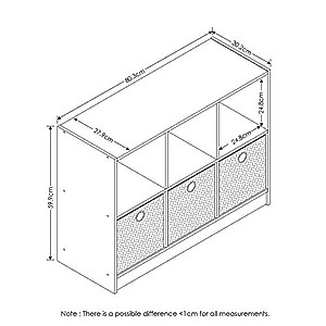 Furinno Basic 3x2 Bookcase Storage, White/Black, 6-Cube with Bin