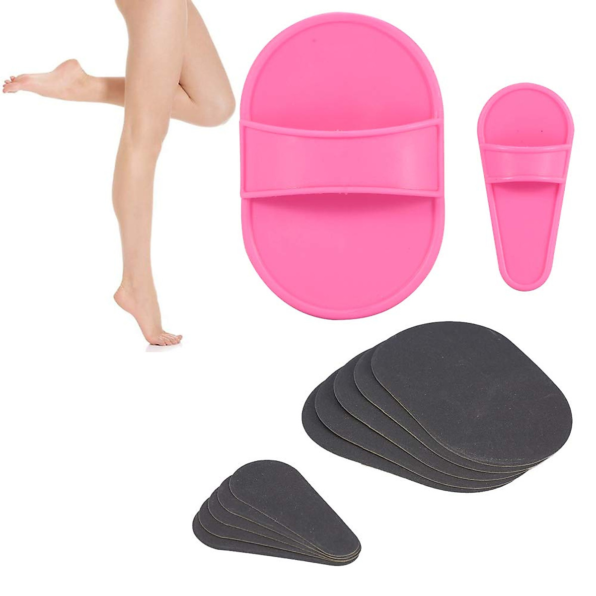 Hair Remover Buffer Pads, Hair Removal Exfoliating Pad Smooth Legs Skin Painless Scrub Depilatory Sanding Tool Set Smooth Away Replacement Pads for Body Physical Hair Removal Tool