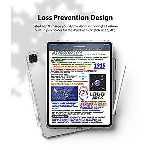 Ringke Fusion Plus [Case + Pencil Holder] Compatible with iPad Pro 12.9 Case (6th Generation 2022, 5th Generation 2021) Transparent Hard Back Shockproof Double Air Pocket Bumper - Clear