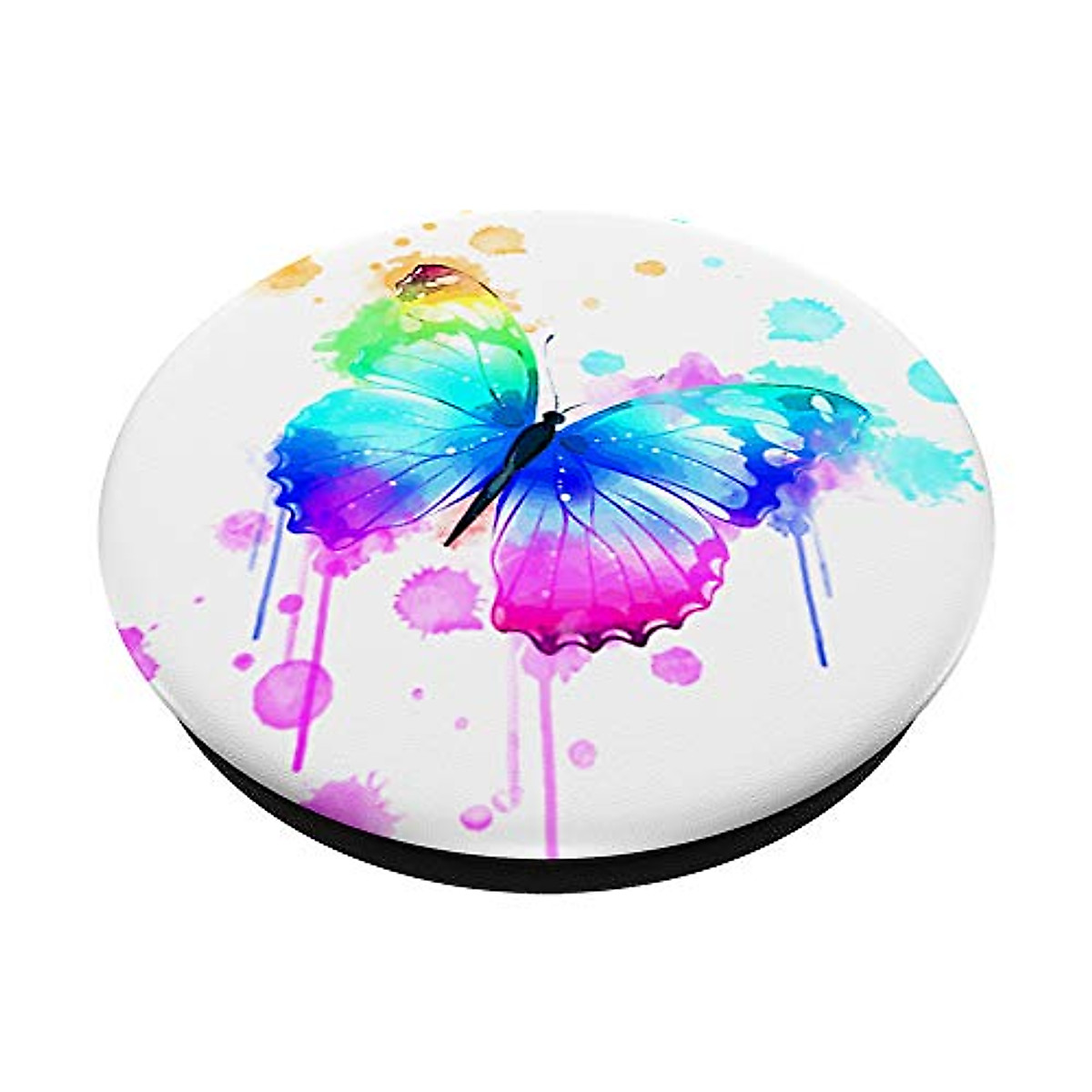 Multicolored design of Rainbow coloured butterfly PopSockets Swappable PopGrip